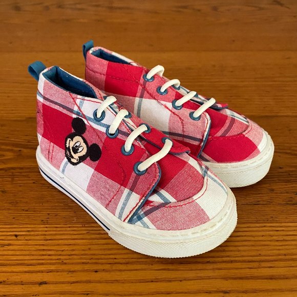 Disney | Shoes | Disney Mickey Mouse Red Plaid Shoes 824 M | Poshmark
